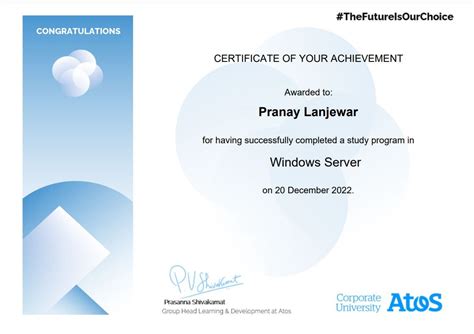 Thankyou Atos Windowsserver Certifications Pranay Lanjewar