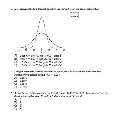 Solved 3 In Comparing The Two Normal Distributions Shown