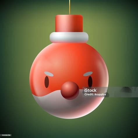 크리스마스 공 새해 보블 장식 산타 클로스 얼굴 만화 캐릭터 이모티콘 계절 전통 겨울철 메리 크리스마스 기념품 아이콘 벡터 일러스트 레이 션 0명에 대한 스톡 벡터 아트 및