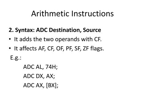 Instruction Sets Of 8086 Pptx