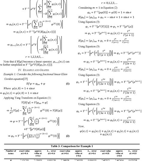 table 1 from an iterative technique using yang transform to solve