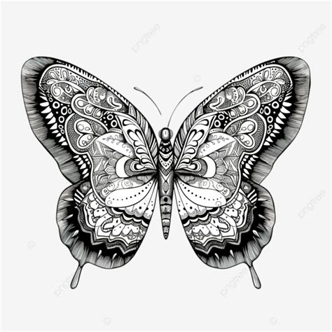 Zentangle 스타일의 나비 색칠 페이지 나비 낙서 착색 Png 일러스트 및 이미지 에 대한 무료 다운로드 Pngtree