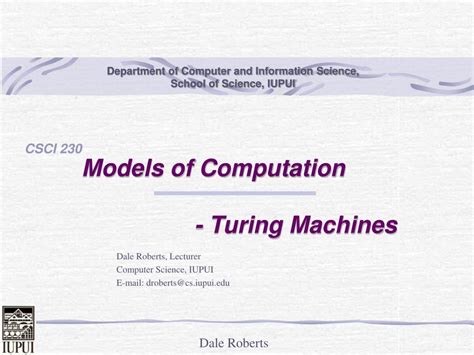 Ppt Models Of Computation Turing Machines Powerpoint Presentation