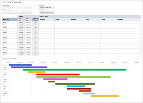 Free Printable Excel Project Schedule Template