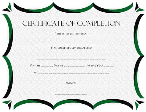 Certificate Of Completion Template Word Free Editable 10 New Designs