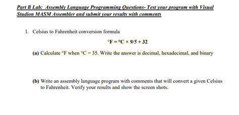 Solved Part B Lab Assembly Language Programming Questions Chegg