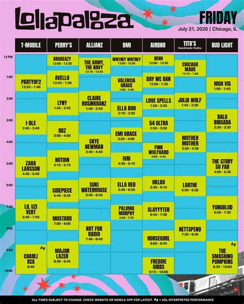 [update] Lollapalooza 2026 Returns In July－lineup Timetable And Map Released