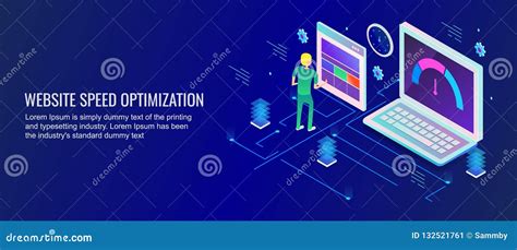 Isometric Concept Of Website Speed Optimization Marketing Professional Testing Website Loading