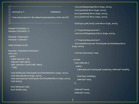 Lab05 Laboratory 5 ListLinked H Class Declaration For