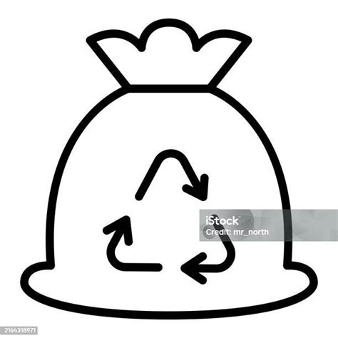 쓰레기 봉투 재활용 아이콘 얇은 선 스타일 벡터 일러스트 레이 션 그래픽 디자인 0명에 대한 스톡 벡터 아트 및 기타 이미지 0명 개념 기호 고립 색상 Istock