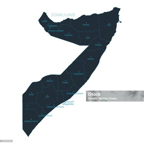 Somalia Map High Detailed With Administrative Divide By State Capital