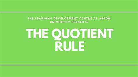 Quotient Rule Youtube