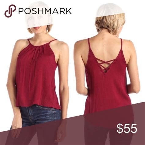 Strappy Back High Low Gauzey Cami Top Burgundy Clothes Design