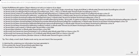 [1 4] errors during workshop data loading cause crash · issue 2111 · tmodloader tmodloader · github
