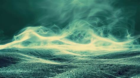 Abstract Representation Of Flowing Waves And Textures In A Greenish Underwater Environment Stock