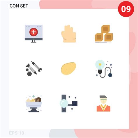 User Interface Pack Of 9 Basic Flat Colors Of Food Work Design Tool Building Editable Vector