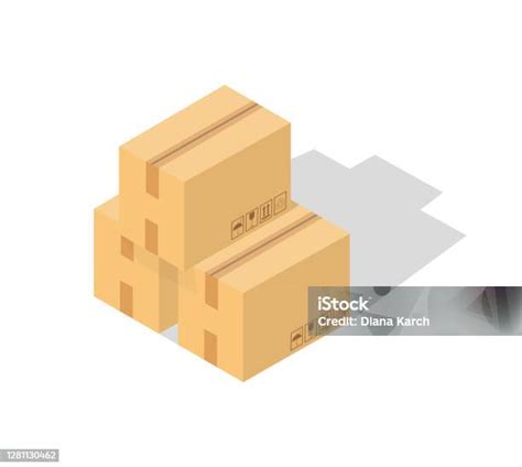 판지 배달 포장 깨지기 쉬운 표지판이있는 상자를 닫았습니다 골판지 상자 이좀트리 운송 배송 벡터 그림입니다 3차원 형태에 대한 스톡 벡터 아트 및 기타 이미지 Istock