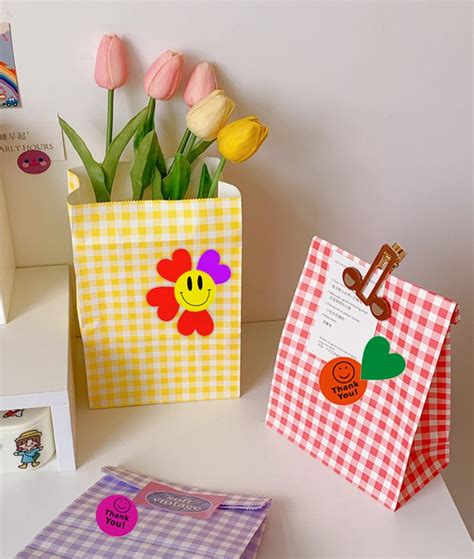 💝스티커500p증정봉투20p💝 선물봉투 스티커 세트 포장용품 종이봉투 구디백 각대봉투 간식 선물 주머니 어린이집 유치원 생일 선물 종이가방 에이블리