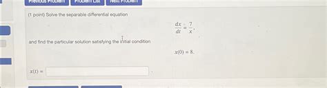 Solved Point Solve The Separable Differential Chegg