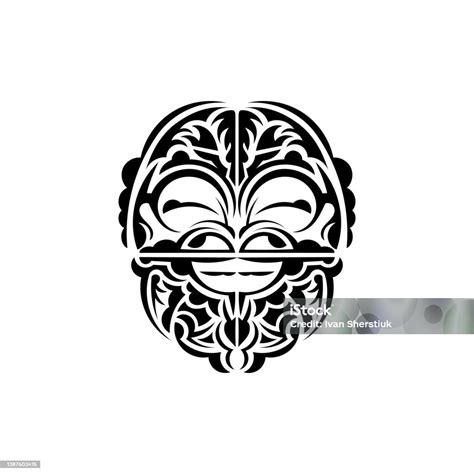 장식 스타일의 바이킹 얼굴 마오리 부족 패턴 인쇄에 적합합니다 격리 블랙 장식품 벡터 0명에 대한 스톡 벡터 아트 및 기타 이미지 Istock