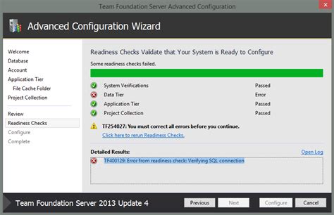 Team Foundation Server 2013 Error Tf400129 Verifying Sql Connection