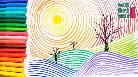 Art Challenge How To Draw A Landscape With Lines Only Youtube