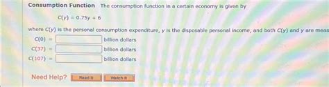 Solved Consumption Function The Consumption Function In A Chegg Com