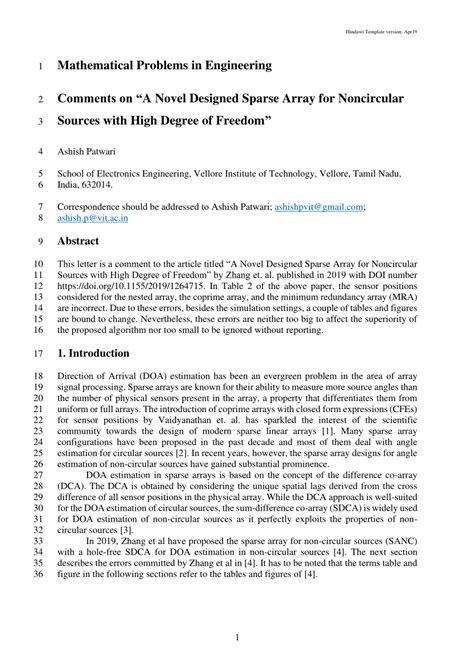 Pdf Comments On “a Novel Designed Sparse Array For Noncircular