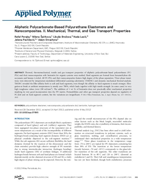 Pdf Properties Of Aliphatic Polycarbonate Based Polyurethane Nanocomposites