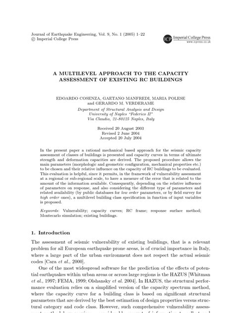 Pdf A Multilevel Approach To The Capacity Assessment Of Existing Rc Buildings Dokumen Tips