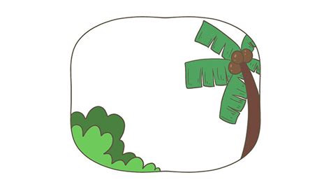 椰子树边框简笔画 椰子树简笔画简单 大山谷图库