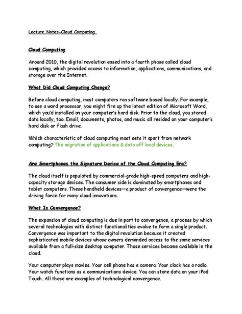 Cloud Computing CSC Lecture Notes Cloud Computing Cloud Computing Around 2010 The Digital