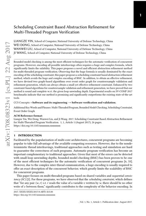 Pdf Scheduling Constraint Based Abstraction Refinement For Multi Threaded Program Verification