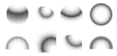 하프톤 도트워크 그레인 노이즈 그라디언트 서클 점묘법 그라디언트 패턴입니다 방사형 확률 그레인지 텍스처 문신을 위한 Stipple 하프톤 효과 점선 구 점묘 요소 벡터 배경