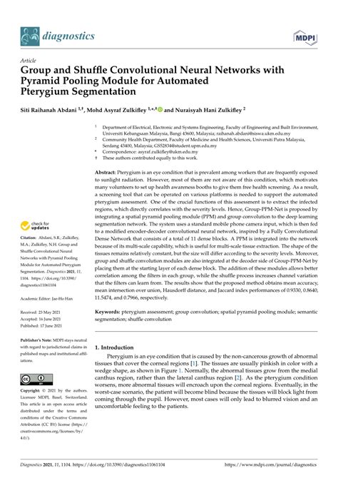 Pdf Group And Shuffle Convolutional Neural Networks With Pyramid Pooling Module For Automated