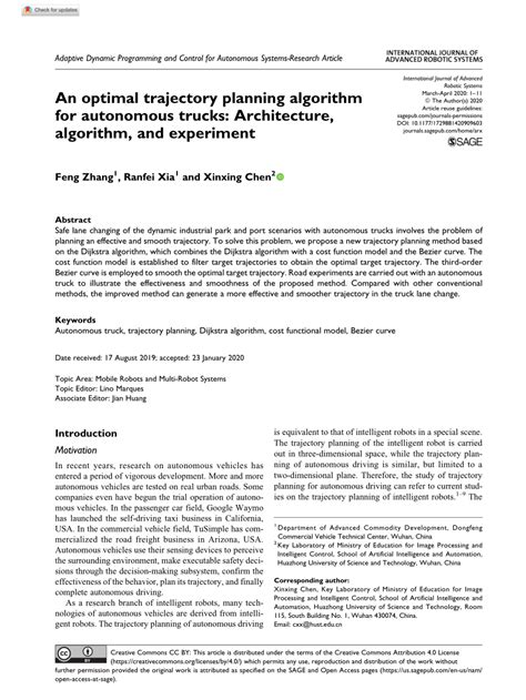 Pdf An Optimal Trajectory Planning Algorithm For Autonomous Trucks