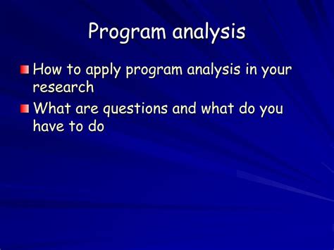 Ppt Getting Started In Program Analysis Research Outline Powerpoint Presentation Id430250