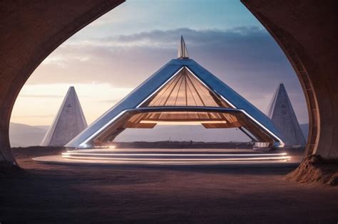 Abstract Triangle Shape Design Modern Architecture Building Interior With Glass Concrete And