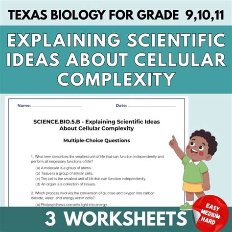 Texas Biology Explaining Ideas About Cellular Complexity Worksheets