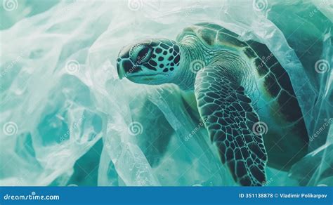 a turtle swimming in the ocean with a plastic bag wrapped around it