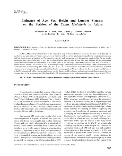 Pdf Inﬂuence Of Age Sex Height And Lumber Stenosis On The Position