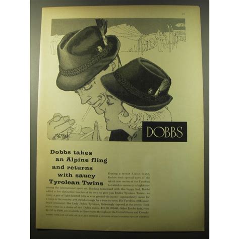 1960 Dobbs Hats Ad Dobbs Takes An Alpine Fling And Returns With Saucy