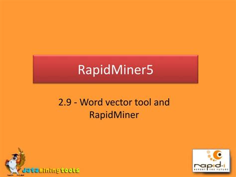 Rapidminer Word Vector Tool And Rapid Miner Pptx Programming
