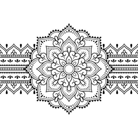 Бесшовные границы с мандалой для дизайнерского применения хны менди и
