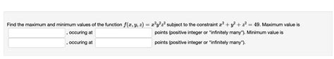 Solved Find The Maximum And Minimum Values Of The Function Chegg