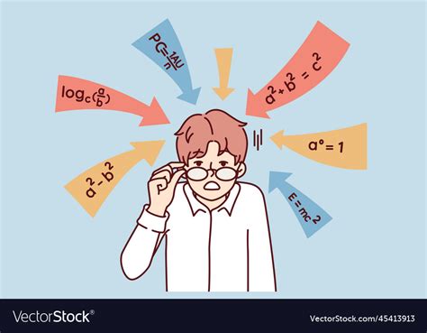 Dumbfounded Guy Touches Glasses After Seeing Math Vector Image