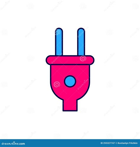 Filled Outline Electric Plug Icon Isolated On White Background Concept Of Connection And