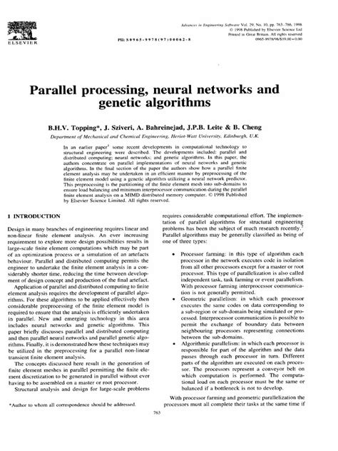 Parallel Processing Neural Networks And Genetic Algorithms Pdf