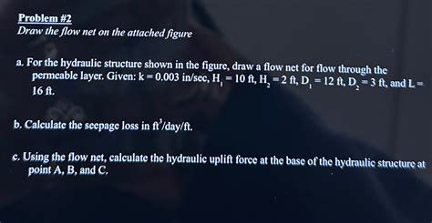 Problem Draw The Flow Net On The Attached Figurea Chegg
