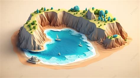 멋진 3d 아이소메트릭 해변의 고요한 푸른 바다와 멋진 모래사장 섬 섬 배경 열대 섬 배경 일러스트 및 사진 무료 다운로드 Pngtree